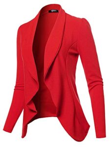 ssoulm women's long sleeve classic draped open front lightweight blazer red s