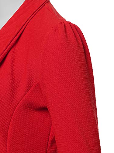 SSOULM Women's Long Sleeve Classic Draped Open Front Lightweight Blazer RED S