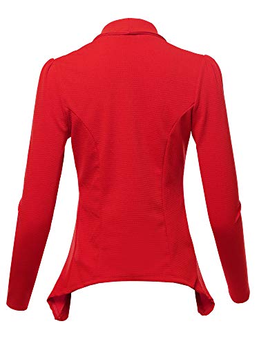 SSOULM Women's Long Sleeve Classic Draped Open Front Lightweight Blazer RED S