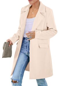 prettygarden women's 2024 fall long blazer jackets long sleeve lapel pockets loose fit work casual blazers outerwear (beige,small)