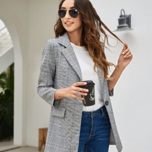 Zeagoo Casual Blazer for Women Plaid Blazer Jackets Suit Boyfriend Button Front Blazer