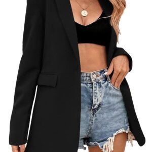 Febriajuce Women's Casual Long Sleeve Lapel Oversized Button Work Office Blazer Suit Jacket