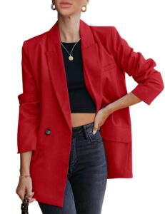 luvamia women casual long sleeve lapel oversized work blazer boyfriend jacket true red blazer for women plus size blazer womens casual blazer size x-large fits size 16 / size 18