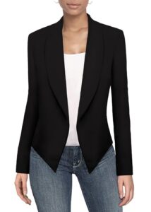 hybrid & company womens casual work office blazer open front heavy ponti shawl collar long sleeve jacket jk1134 9789 black xl