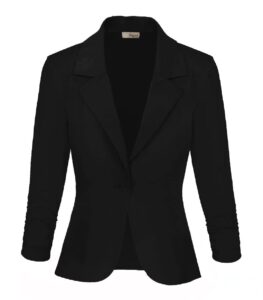 hybrid & company womens lightweight casual work office stretch ponte cardigan blazer jacket jk1131 black medium