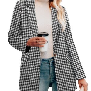 CRAZY GRID Womens Casual Blazer Long Sleeve Business Suit Jacket Open Front Button Work Office Blazer Jacket Fashion Dressy Ladies Blazer Blackish Green Large