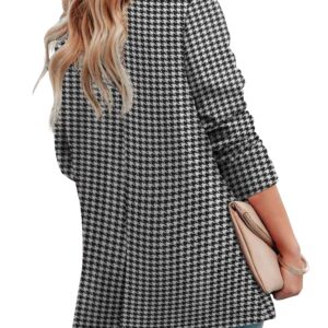 CRAZY GRID Womens Casual Blazer Long Sleeve Business Suit Jacket Open Front Button Work Office Blazer Jacket Fashion Dressy Ladies Blazer Blackish Green Large