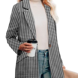 CRAZY GRID Womens Casual Blazer Long Sleeve Business Suit Jacket Open Front Button Work Office Blazer Jacket Fashion Dressy Ladies Blazer Blackish Green Large