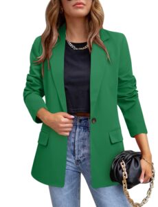 crazy grid womens casual blazer long sleeve business suit jacket open front button work office blazer jacket fashion dressy ladies blazer green size large