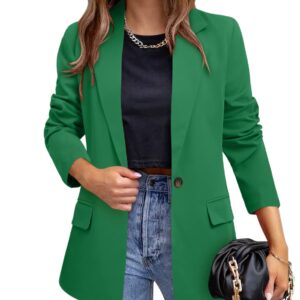 CRAZY GRID Womens Casual Blazer Long Sleeve Business Suit Jacket Open Front Button Work Office Blazer Jacket Fashion Dressy Ladies Blazer Green Size Large