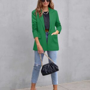 CRAZY GRID Womens Casual Blazer Long Sleeve Business Suit Jacket Open Front Button Work Office Blazer Jacket Fashion Dressy Ladies Blazer Green Size Large