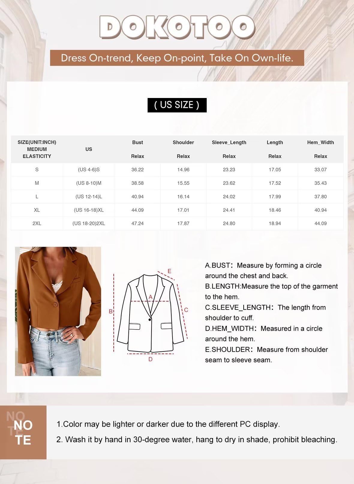 Dokotoo Women's Blazer Suit Open Front Cardigan Long Sleeve Jacket Casual Office Cropped Blazer Blazers for Women Business Casual Blue M