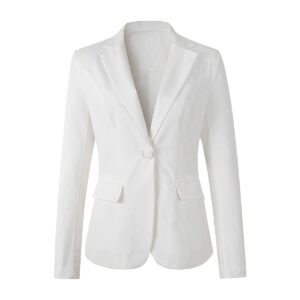 beninos womens one button blazer lightweight office work suit jacket (d918 white, xs)