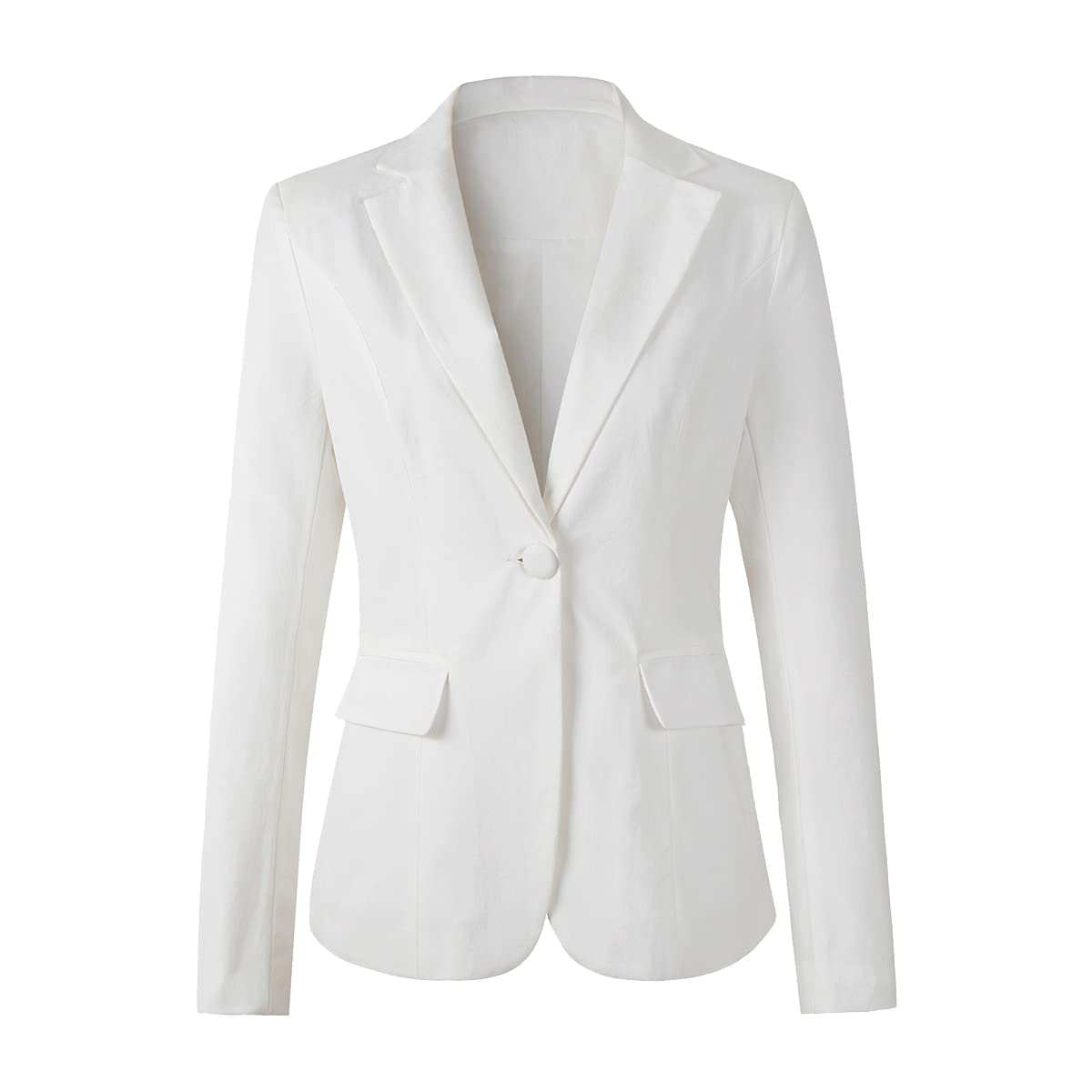 Beninos Womens One Button Blazer Lightweight Office Work Suit Jacket (D918 White, XS)