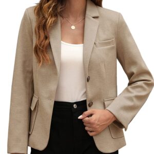 BZB Women's Casual Blazers Long Sleeve Lapel Open Front Work Office Bussiness Warm Blazer Jackets Khaki