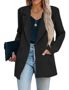 black oversized blazer jackets for women business casual open front long blazers for work professional fashion xl