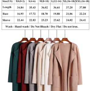 ANRABESS Women's Open Front Knit Lightweight Cardigan Casual Long Coatigan Sweater Lady Jacket Coat 2024 Fall Outerwear Large Khaki