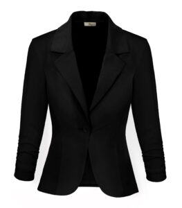 hybrid & company women premium nylon ponte office blazer jk1131 1073t black l