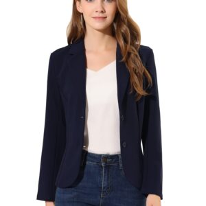 Allegra K Women's Work Office Lapel Collar Stretch Jacket Suit Blazer X-Small Navy Blue