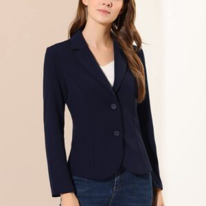 Allegra K Women's Work Office Lapel Collar Stretch Jacket Suit Blazer X-Small Navy Blue