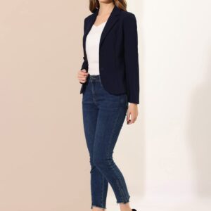 Allegra K Women's Work Office Lapel Collar Stretch Jacket Suit Blazer X-Small Navy Blue