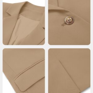 CRAZY GRID Women Business Casual Blazer Jacket Long Sleeve Fashion Blazer Ladies Buttons Work Professional Suit Jacket Oversized 2XL Khaki