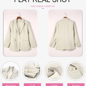 Dokotoo Women's Blazers & Suit Jackets Open Front Buttons Fashion Jacket Solid Color Work Office Spring Blazer Jackets for Women Business Casual Khaki Medium