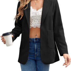 Cnkwei Womens Casual Blazers Open Front Long Sleeve Lapel Collar Work Office Jacket Black