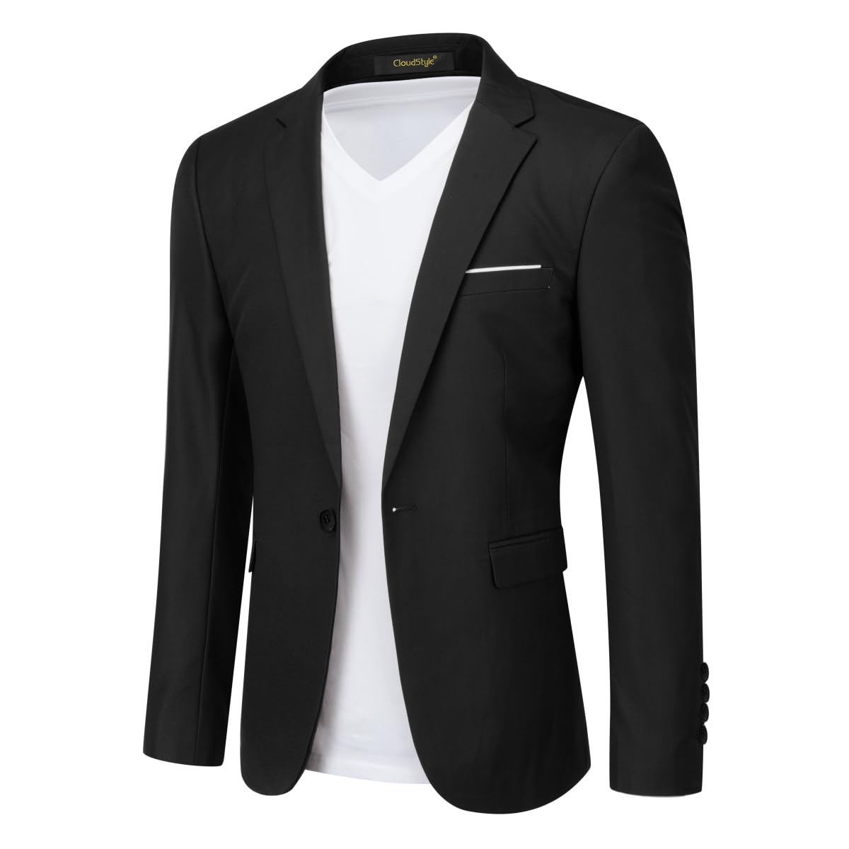 Cloudstyle Men's Suit Jacket One Button Slim Fit Sport Coat Business Daily Blazer,Black,Large