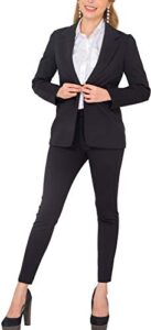 marycrafts women's business blazer pant suit set for work (black, numeric_12)