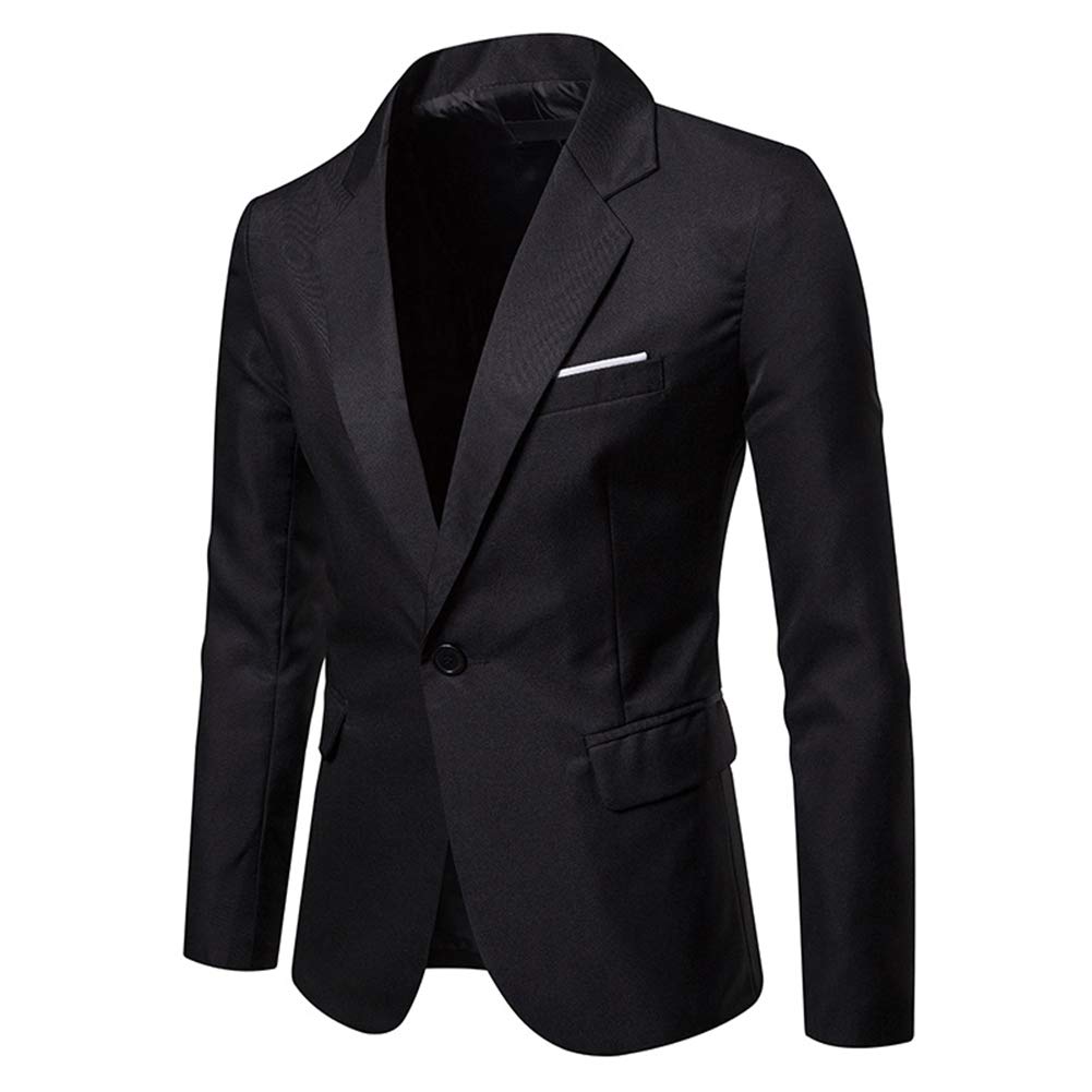 Mens Casual Slim Fit Suit Jacket 1 Button Daily Blazer Business Sport Coat Tops A/Black