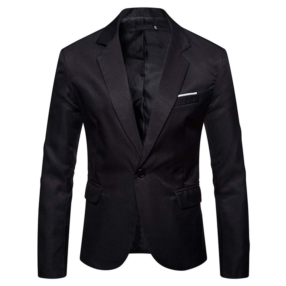 Mens Casual Slim Fit Suit Jacket 1 Button Daily Blazer Business Sport Coat Tops A/Black