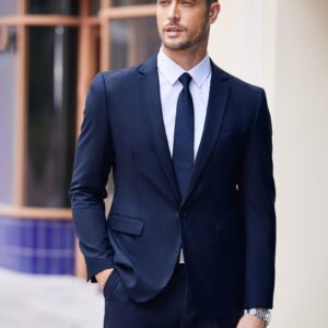 COOFANDY Men 2 Piece Suit Jacket Dress Business Blazer Tuxedo Wedding Suit Pant Navy Blue