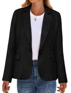 luvamia women's black tweed blazer for business casual, size large