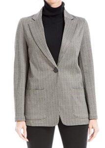 max studio women's double knit blazer, black/taupe glen-651, extra small