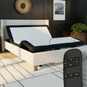 blissful nights queen e3 adjustable bed frame - customizable comfort with wireless remote control, head and foot incline, easy assembly, and 10 year warranty