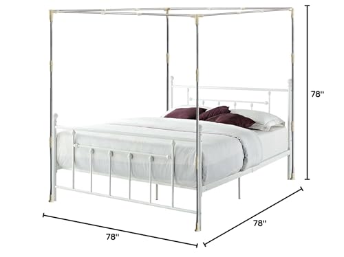 Stainless Steel Canopy Bed Frame Adjustable Bed Canopy Post Poles for Full Queen King Size Beds, Bed Canopy Frame for Metal Platform Bed Wood Bed(Full/Queen/King), Silver