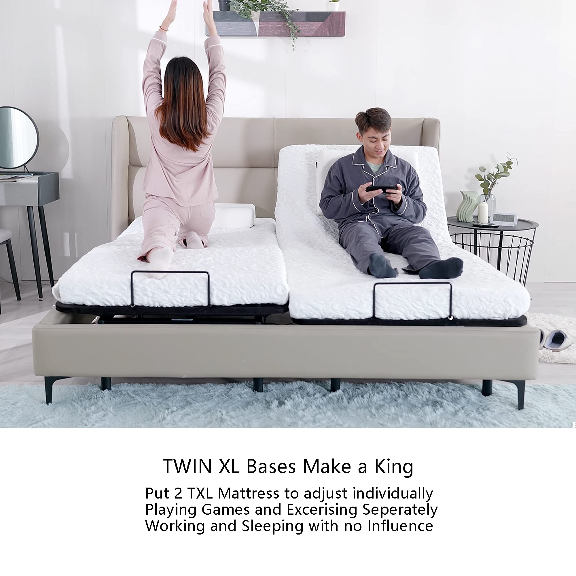 Adjustable Bed Frame Base, Wireless, 5 Minutes Quick Assembly, Zero Clearance, Zero Gravity, Whisper Quiet Durable Motor, Mattress Holder, Anti Snore, Best Gift for Family,Twin XL