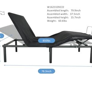 ccko Electric Adjustable Bed Frame with Independent Head & Foot Incline, Twin XL Adjustable Bed Base Motorized Bed Frame with Wireless Remote Control and Quiet Motor, Quick and Easy Assembly