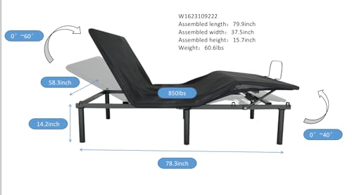 ccko Electric Adjustable Bed Frame with Independent Head & Foot Incline, Twin XL Adjustable Bed Base Motorized Bed Frame with Wireless Remote Control and Quiet Motor, Quick and Easy Assembly