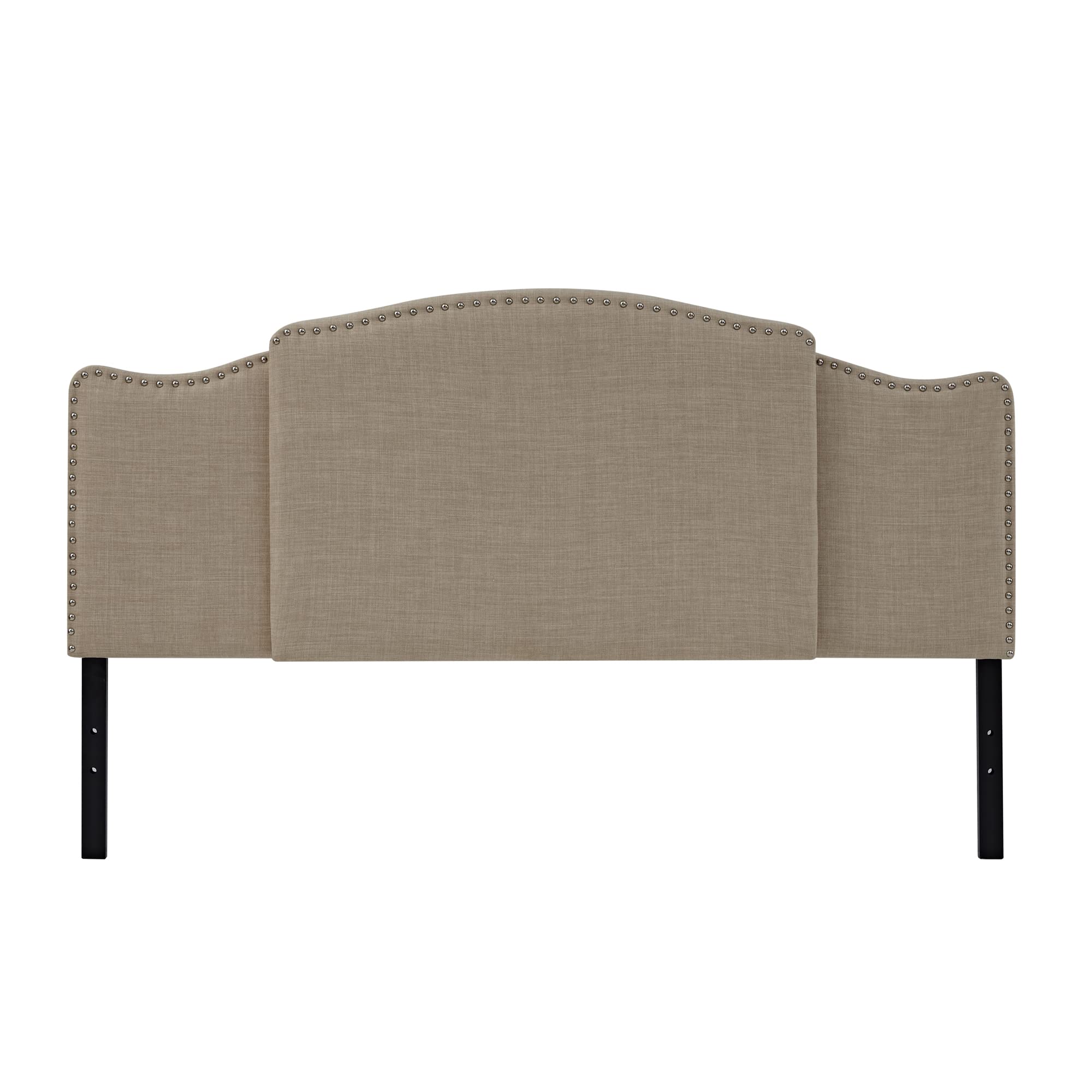 Ball&Cast Bed Headboard Fabric Upholstered Curved Top Design with Nails Full/Queen/King Size 3 in 1, Adjustable Burlap Set of 1