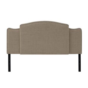 Ball&Cast Bed Headboard Fabric Upholstered Curved Top Design with Nails Full/Queen/King Size 3 in 1, Adjustable Burlap Set of 1