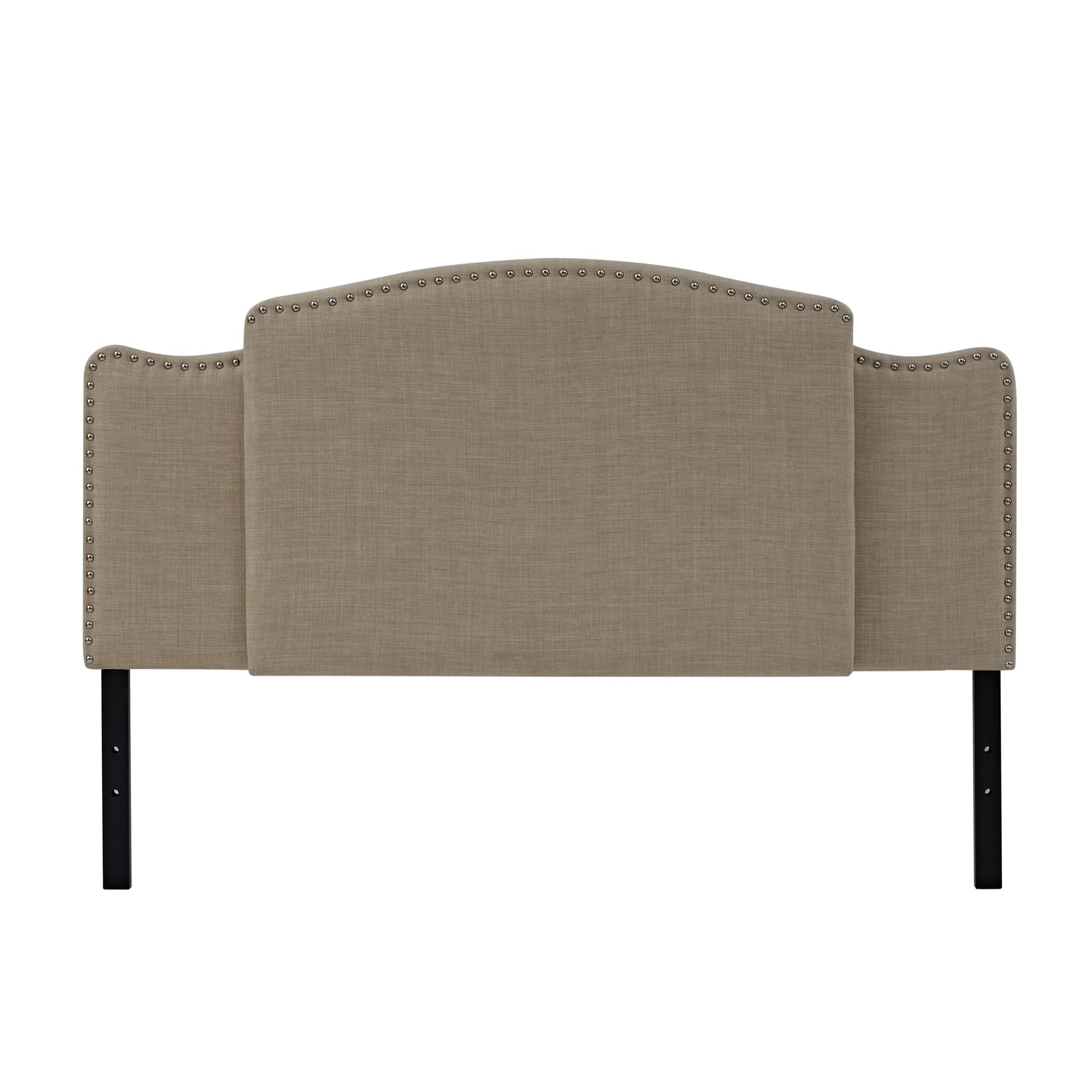 Ball&Cast Bed Headboard Fabric Upholstered Curved Top Design with Nails Full/Queen/King Size 3 in 1, Adjustable Burlap Set of 1