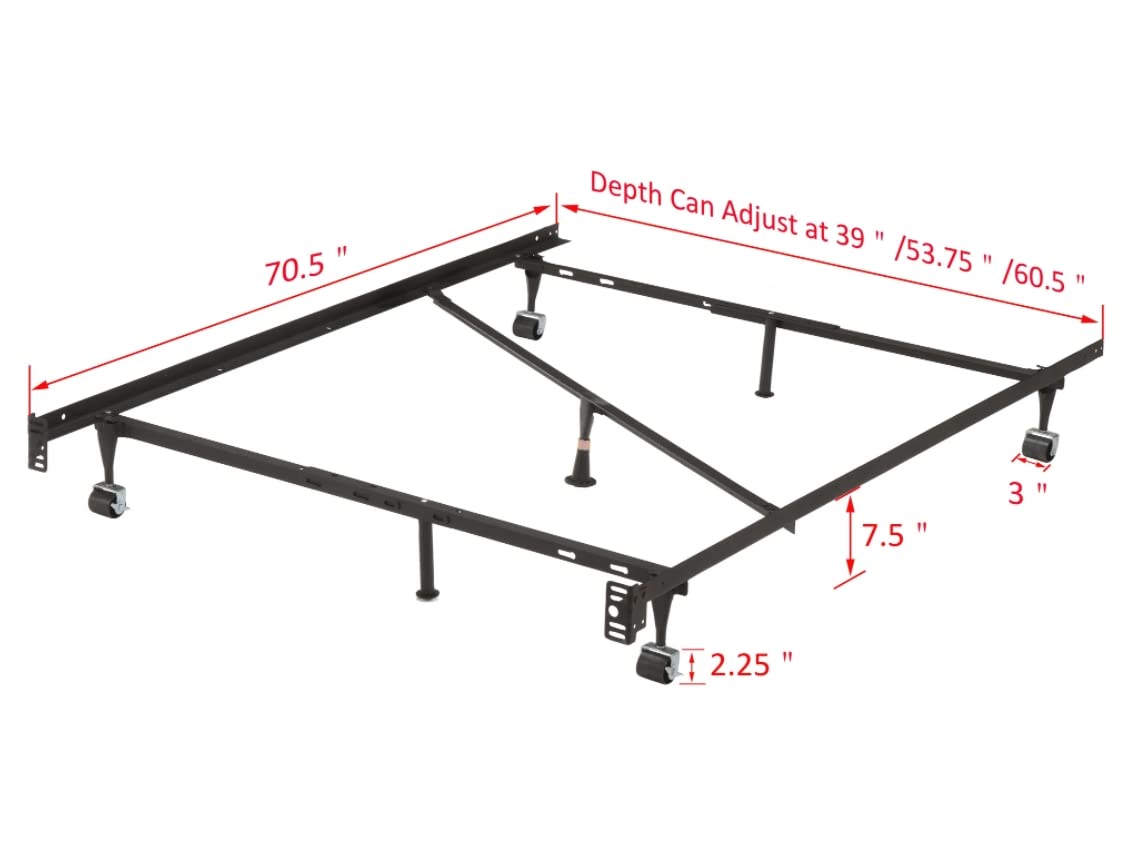 KB Designs - Metal Commercial Grade Adjustable Bed Frame, Twin Twin XL Full Full XL Queen