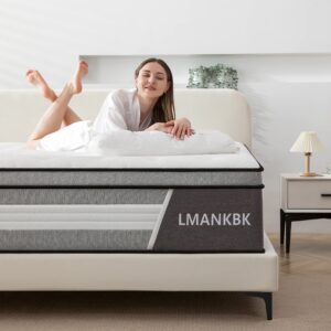 LMANKBK Full Mattress, 10 Inch Innerspring Hybrid Mattress in a Box with Gel Memory Foam, Individually Wrapped Encased Coil Pocket Spring Mattress, Pressure Relief, Medium Firm Support, 54"*75"*10"…