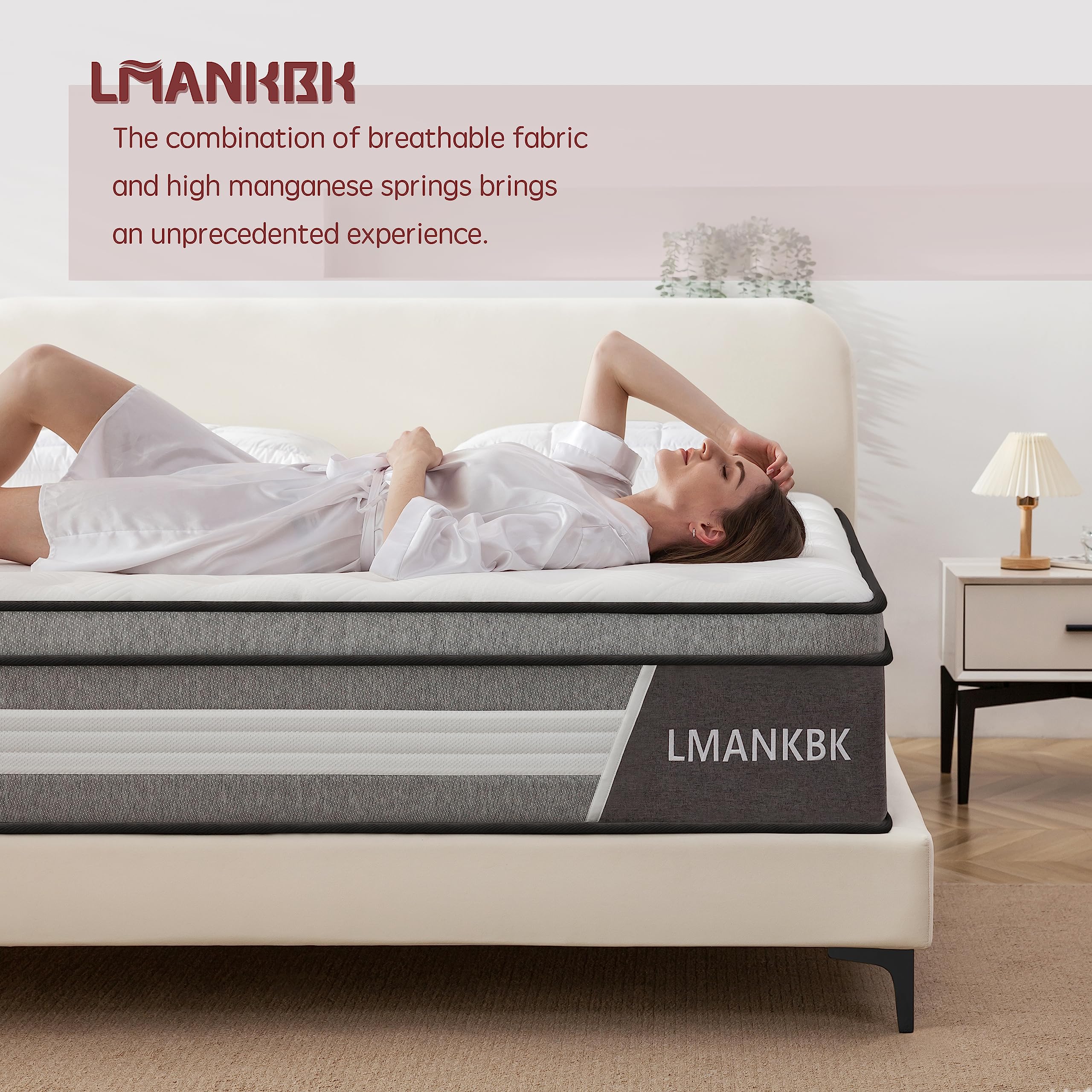 LMANKBK Full Mattress, 10 Inch Innerspring Hybrid Mattress in a Box with Gel Memory Foam, Individually Wrapped Encased Coil Pocket Spring Mattress, Pressure Relief, Medium Firm Support, 54"*75"*10"…