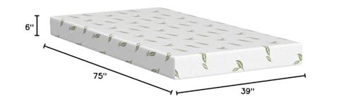 NapQueen Twin Size Mattress, 6 Inch Anula Green Tea Infused Memory Foam Mattress, Twin Size Mattress Bed in a Box, CertiPUR-US Certified Mattress