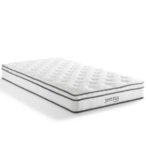 modway jenna 8” innerspring and memory foam narrow twin mattress with individually encased coils white