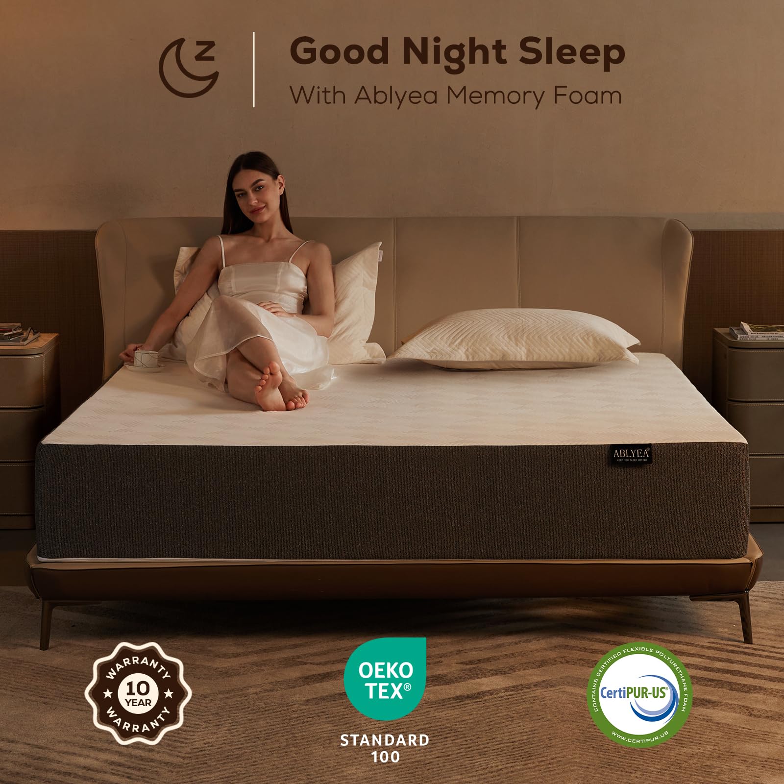 Ablyea Queen Mattress 10 Inch Gel Memory Foam Mattress in a Box - CertiPUR-US Certified/Pressure Relief/Medium Firm Queen Size Bed Mattresses