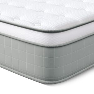 vesgantti queen mattresses, 12 inch innerspring hybrid queen size mattress, pressure relief pocket spring bed mattress in a box with breathable memory foam, medium firm plush, certipur-us